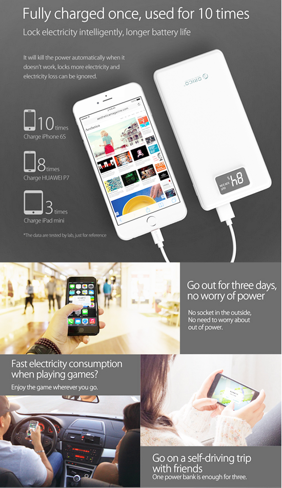 Orico Scharge 20000mAH LE20000 Triple output Polymer Power Bank ...