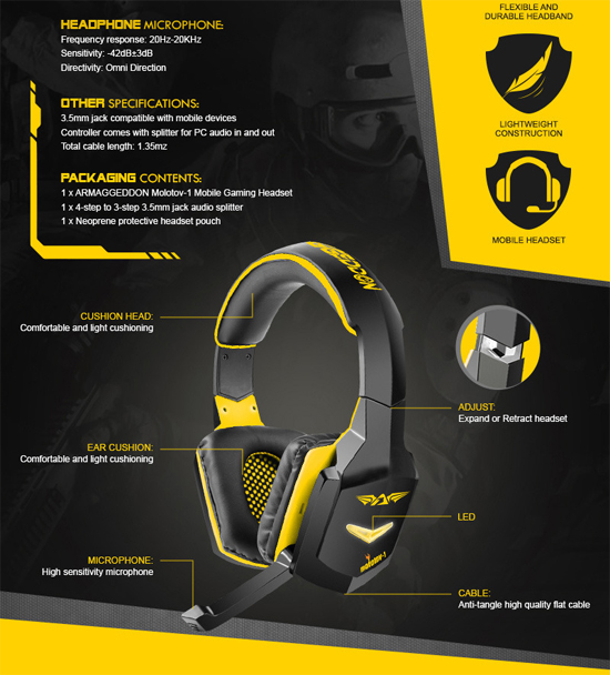 Armaggeddon Molotov1 Stereo Gaming Headset (Yellow) | Asianic ...
