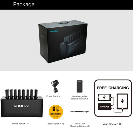 Romoss 100W Charging Station with 8 x 10000mAH Power Bank (BE-401 ...