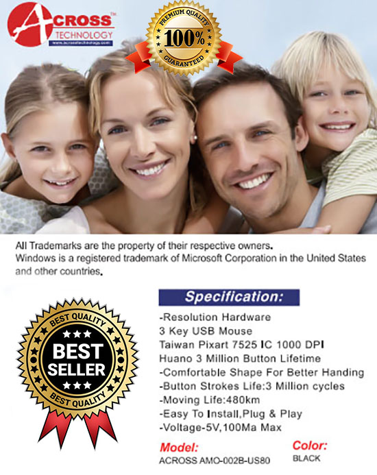 Across AMO-002B Wired USB 1000DPI Optical Mouse | Asianic Distributors ...