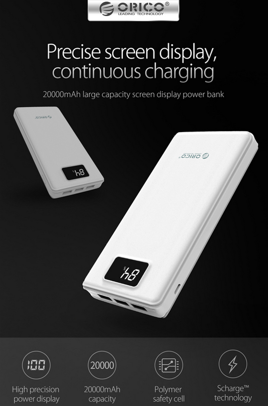 Orico Scharge 20000mAH LE20000 Triple output Polymer Power Bank ...